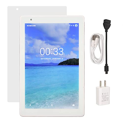 MAVIS LAVEN HD Tablet, 4GB RAM 64GB ROM HD Display 2MP Front 5MP Rear 2.4G 5G WiFi Calling Tablet Gold 100‑240V Dual Cards Dual Standby for Watching for Android 10 (US Plug)