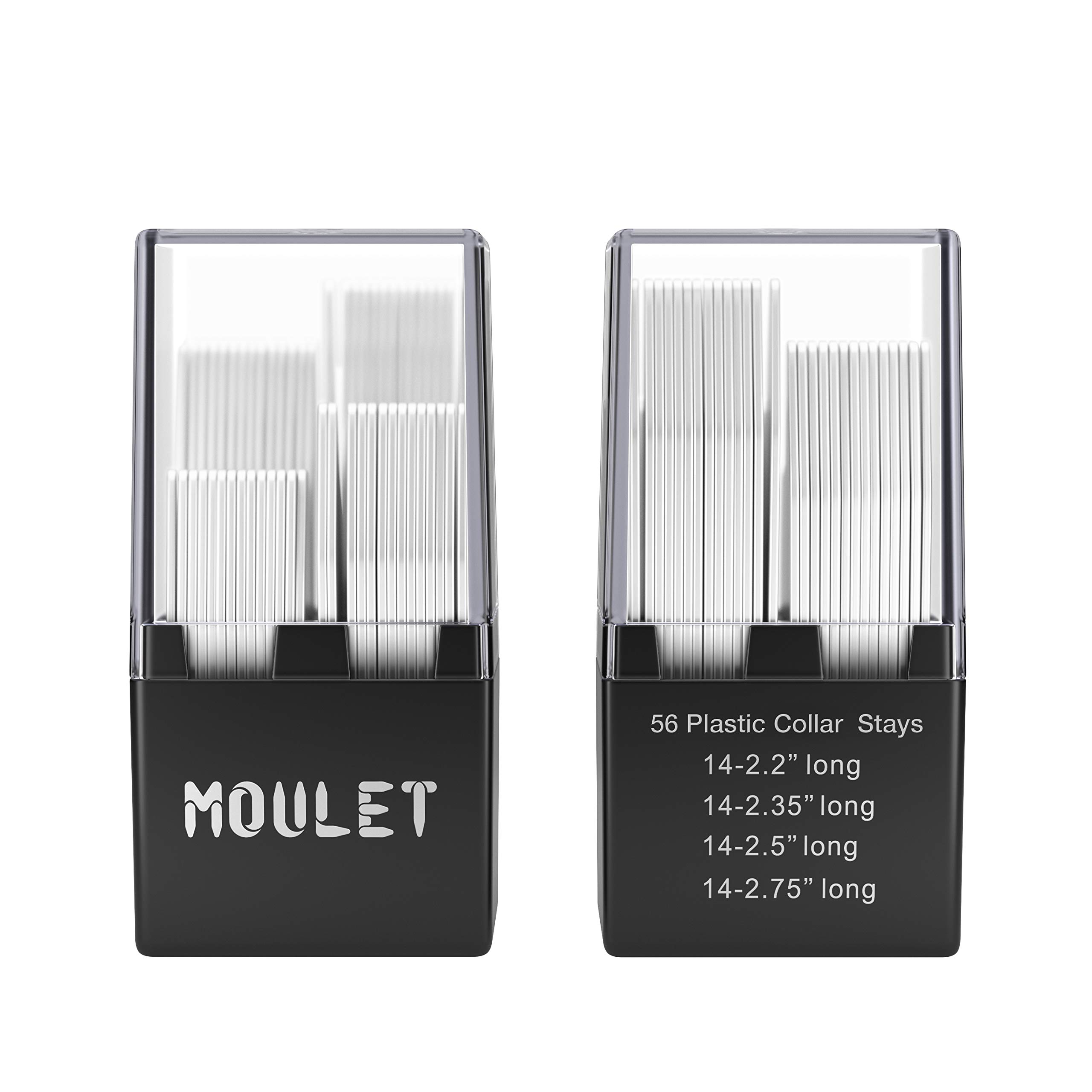 Moulet 56 Collar Stays for Men's Dress Shirts - Premium Dress Shirt Collar Inserts, 4 Sizes - Plastic Collar Stays for Men (Plastic)