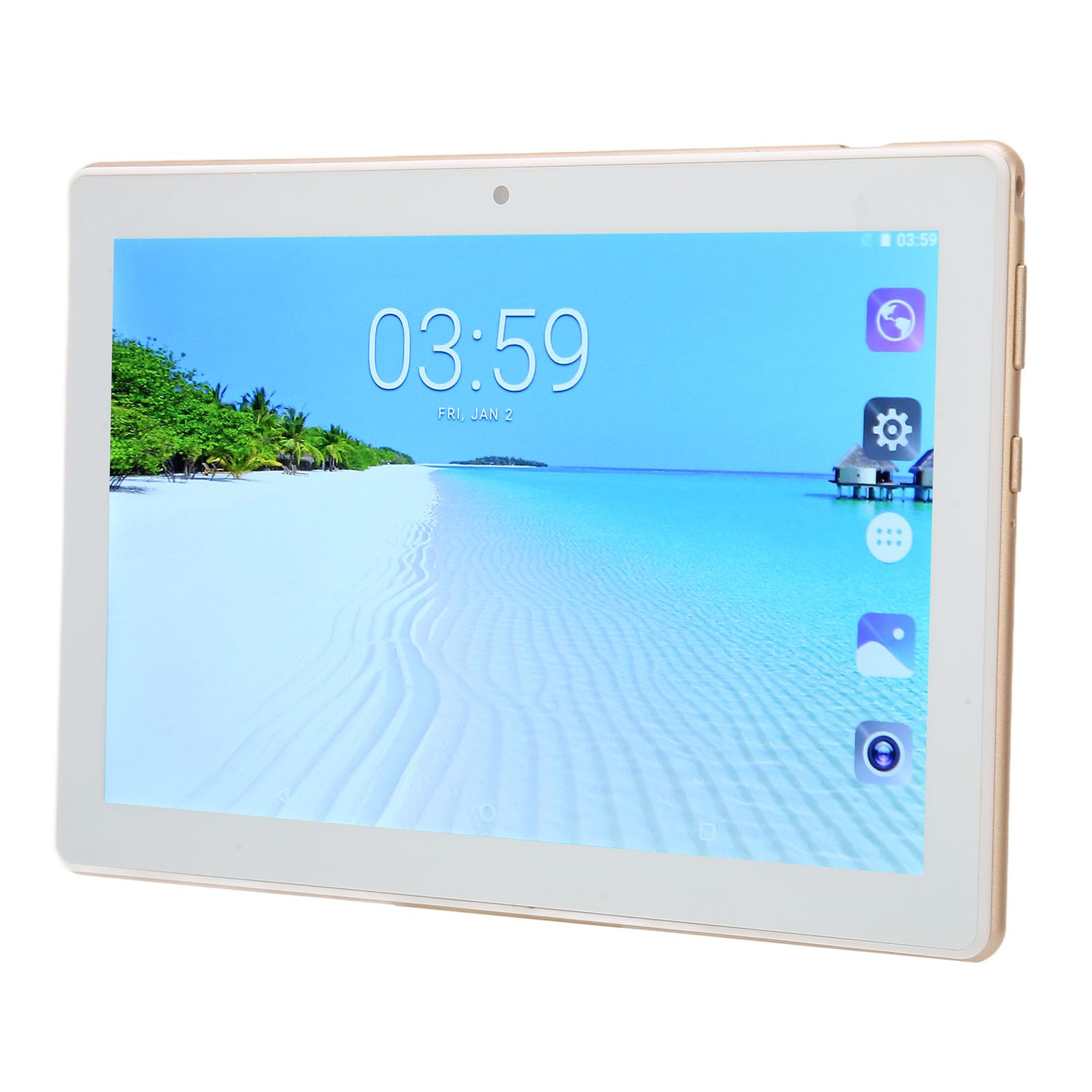 MAVIS LAVEN Office Tablet, HD Tablet 8 Inch FHD Octa Core CPU US Plug 100‑240V Dual Camera for Family (Gold)