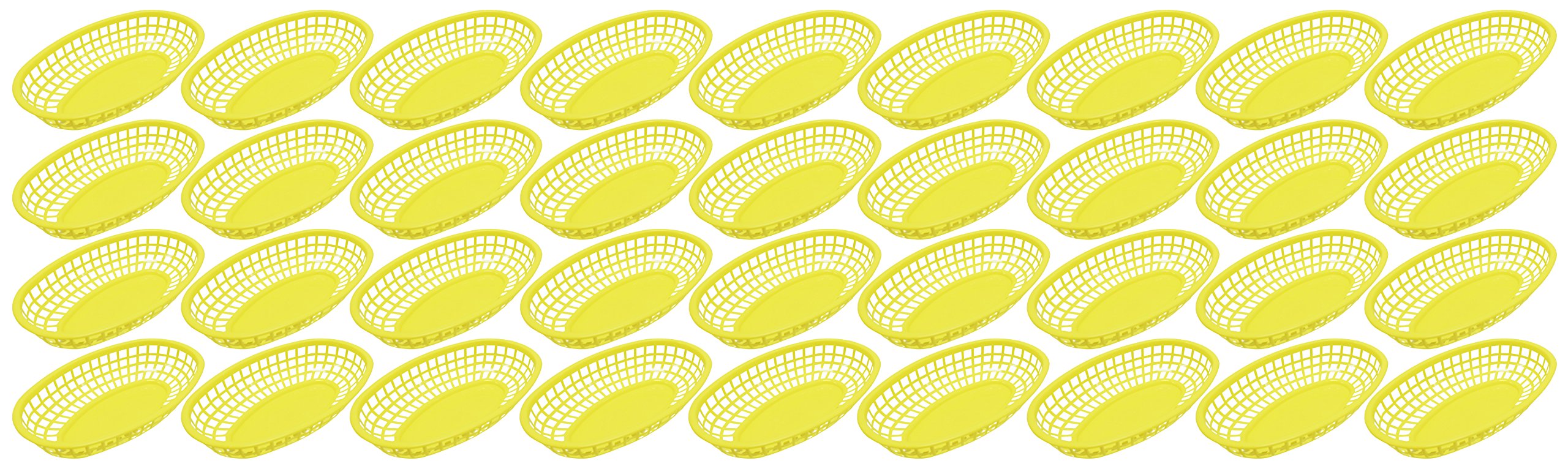 Set of 36 Yellow Black Duck Brand Oval Fast Food/Deli Baskets, 9.25 by 6 -Inch (36, Yellow)