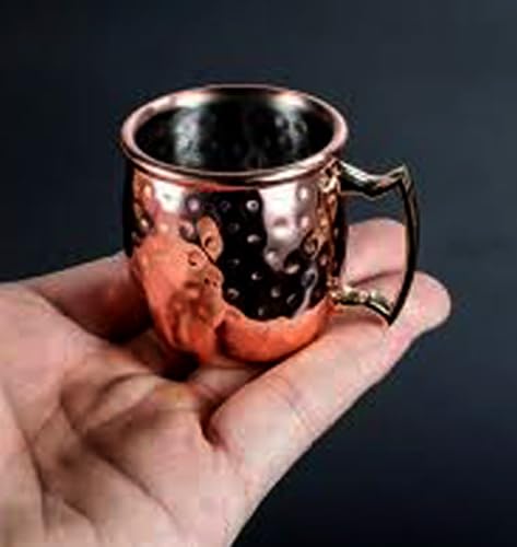 Prisha India Craft 2 Oz. Solid Copper Mini Moscow Mule Shot Mug, Set of 4 Authentic 100% Solid Copper Hammered Moscow Mule Mug 2-Oz Shot Glass - Set of 4