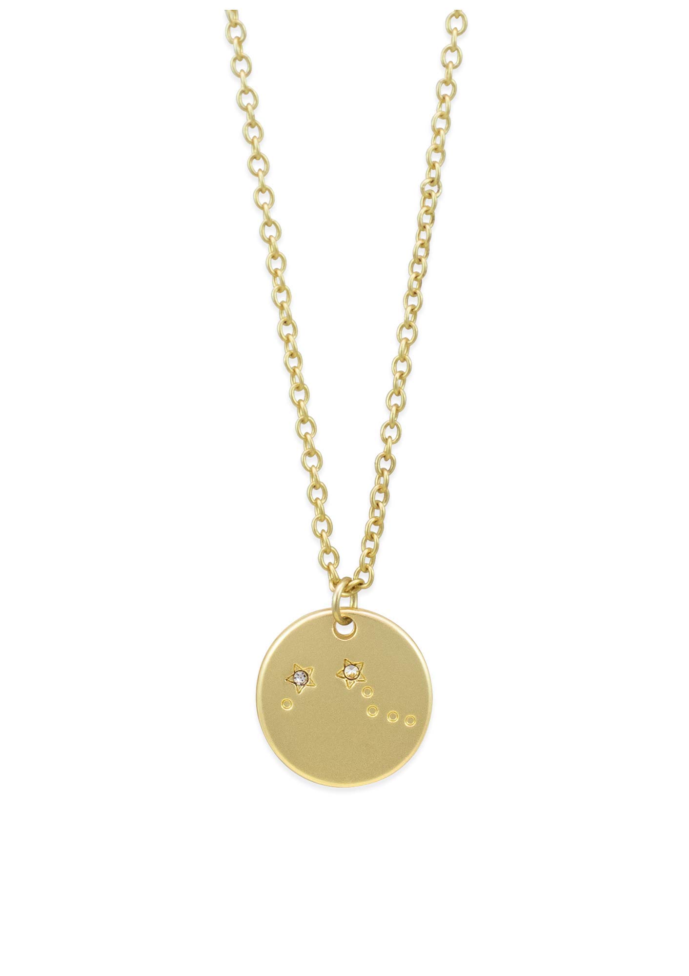 Lucky Feather Aries Zodiac Sign Constellation Pendant Necklace for Women, 14K Gold-Dipped with Adjustable 16β β 18β Chain