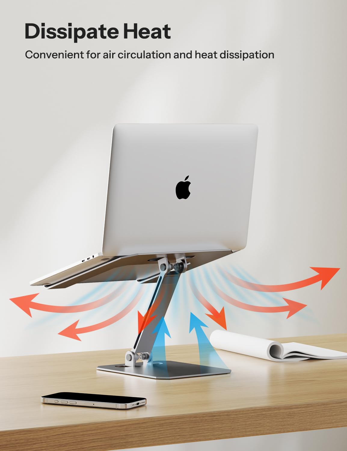 OMOTON Laptop Stand for Desk, Ergonomic Adjustable Computer Stand Aluminum Portable Desktop Laptop Riser Holder for MacBook Air Pro, Dell, HP and All Tablets Up to 15.6", Dark Silver