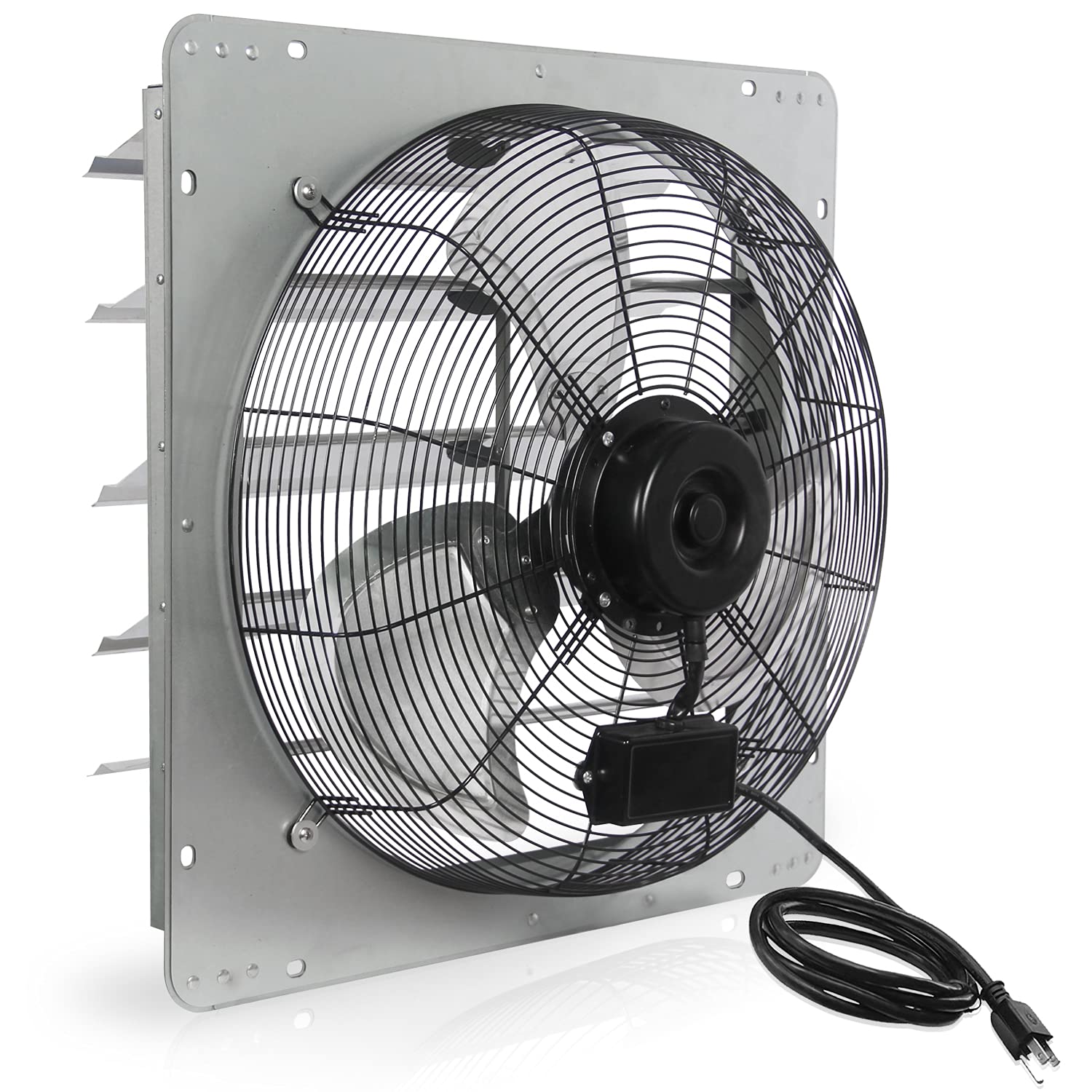 VENTISOL 20 Inch Shutter Exhaust Fan Wall Mounted, Aluminum with 1.65 Meters Power Cord Kit,High Speed 3500CFM, Ventilation fan for Garage,Greenhouse,Attic,Shed,Shop,Black