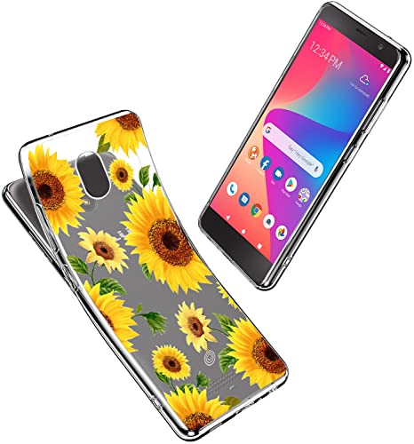 YJROP (3-Pack) for BLU View 2 Case, for BLU View 2 B130DL Case, Soft Clear TPU [Scratch-Resistant] Drop Silicone Bumper Protection Shockproof Phone Case Cover for BLU View 2 B130dl,Flower