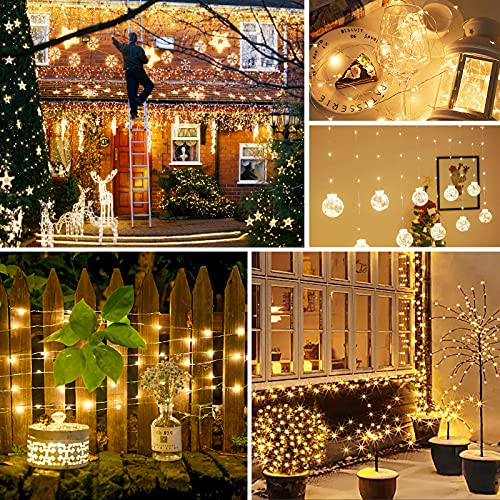 Solar String Lights Outdoor Extra-Long 288Ft 800 LED Super Bright Fairy Lights Waterproof 4-Pack Each 72FT 200 LED Solar Powered Halloween Christmas Lights 8 Modes for Garden Wedding (Warm White)