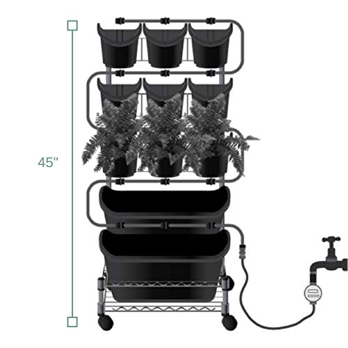 Watex Mobile Green Wall (Single Frame, Black), BPA Free Planters