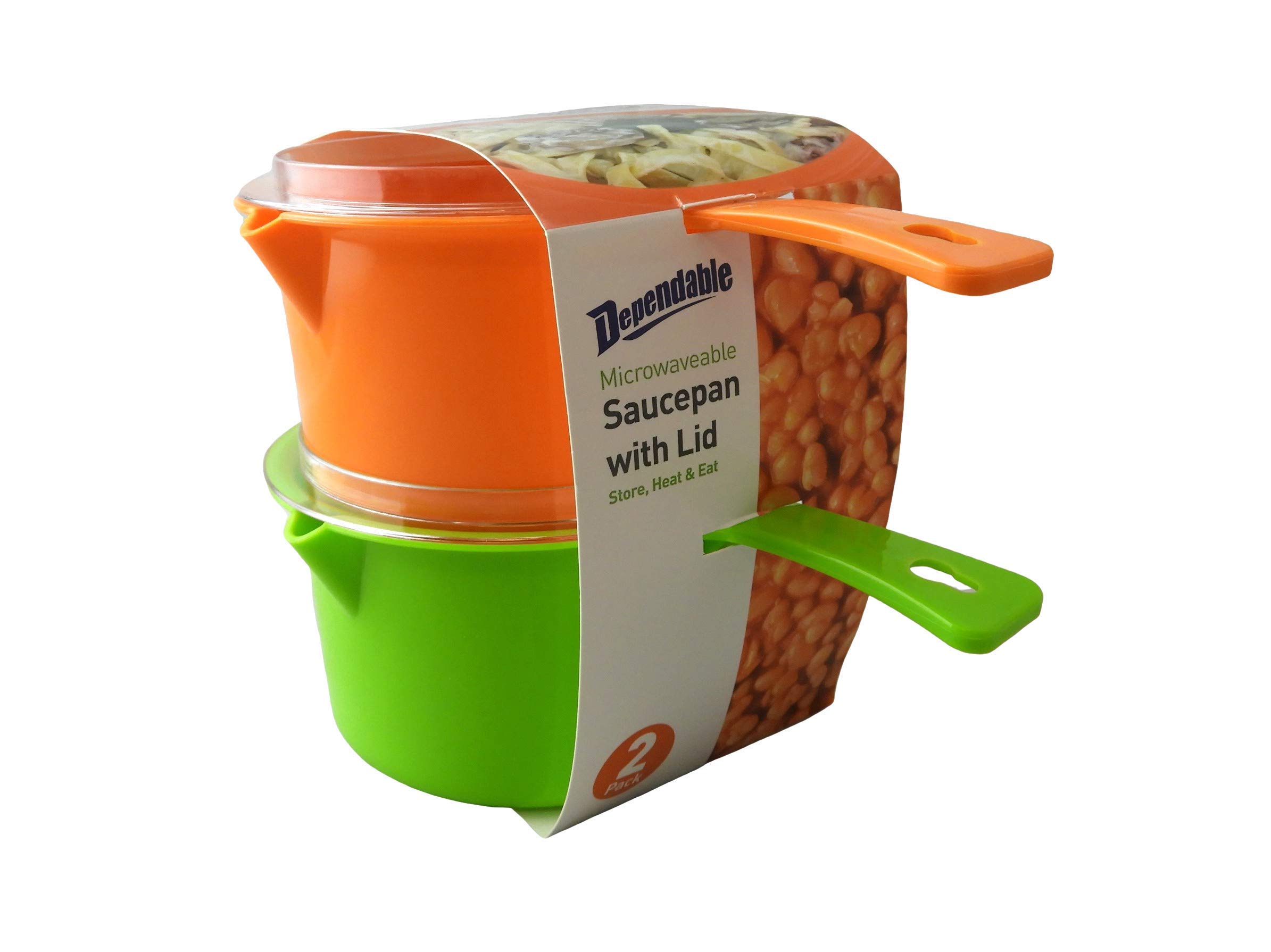 Set of 2 Microwave Saucepan With Lid Store Heat and Eat 800ml each