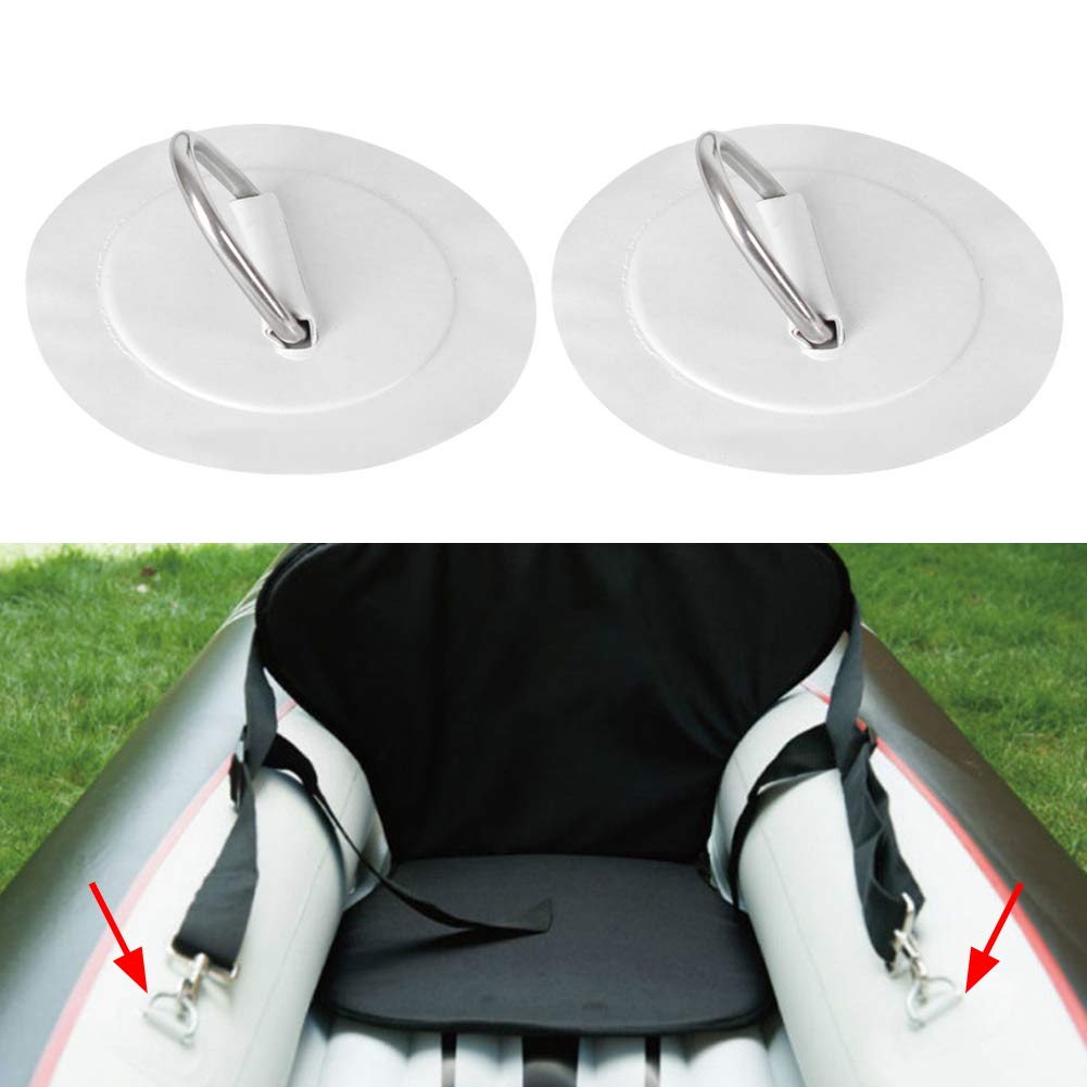 LVOERTUIG Kayak D Ring,Stainless Steel D-Ring Pad Patch Lashing Ring for Inflatable Boat Raft Dinghy Kayak Surfboard SUP Paddleboard Accessories