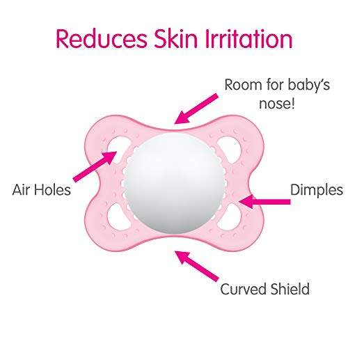 MAM Original Baby Pacifier, Nipple Shape Helps Promote Healthy Oral Development, Sterilizer Case, Attitude/Girl, 0-6 (Pack of 2)