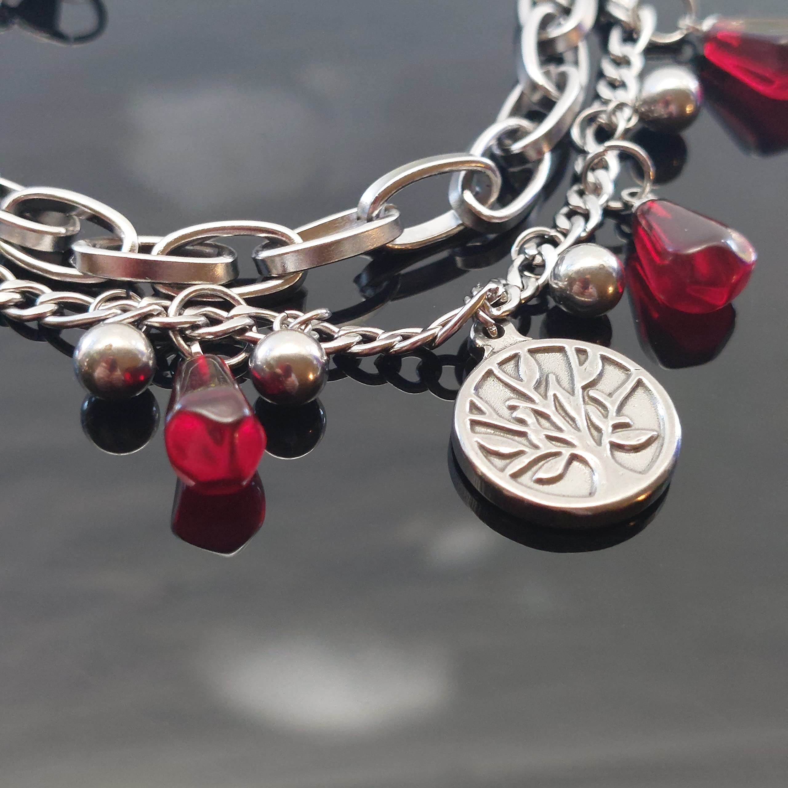 Tree of life pomegranate bangle bracelet