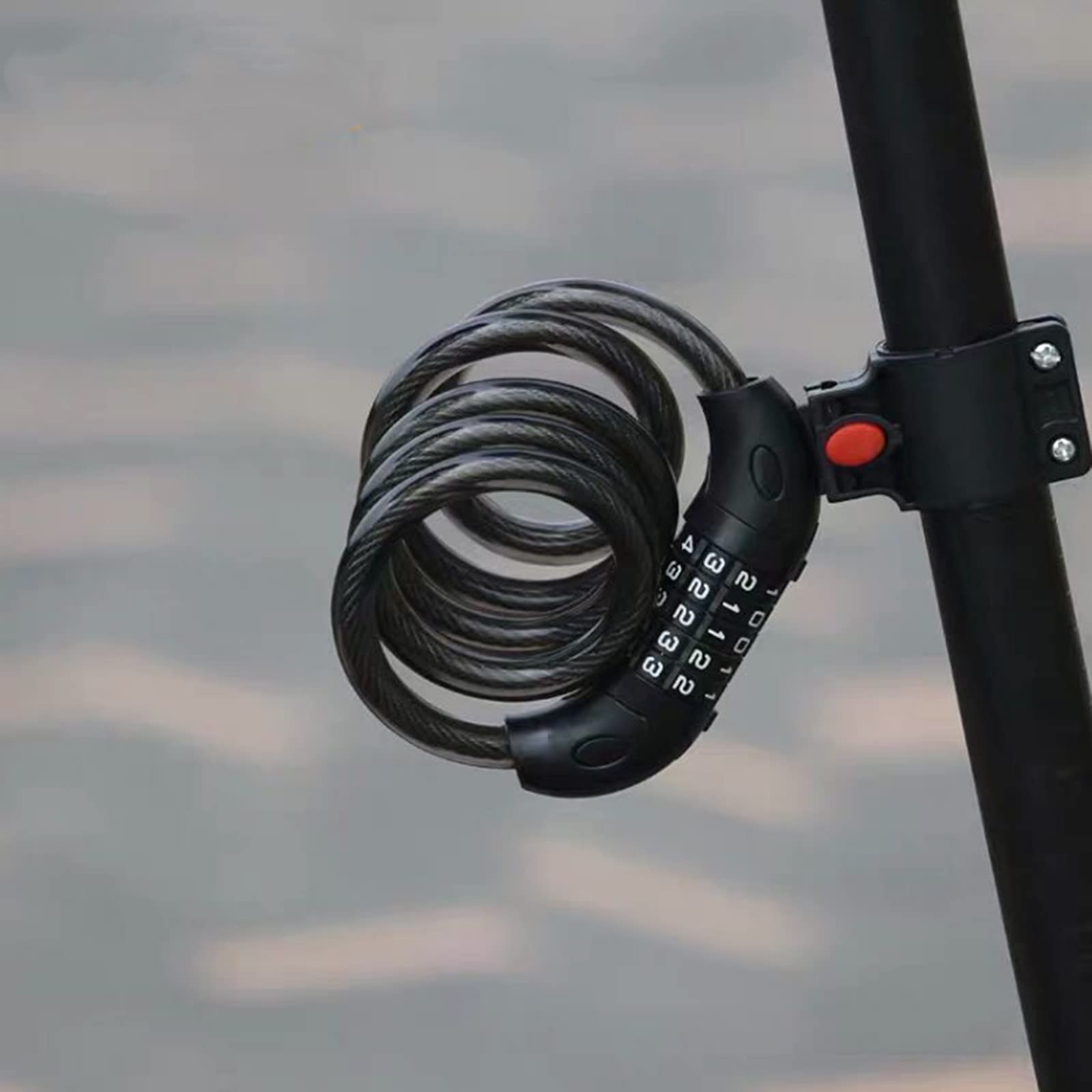 N / B Bike Lock Cable, 4 Feet High Security 5 Digit Resettable Combination Coiling Bike Lock, with Mounting Bracket, for Bicycle Outdoors