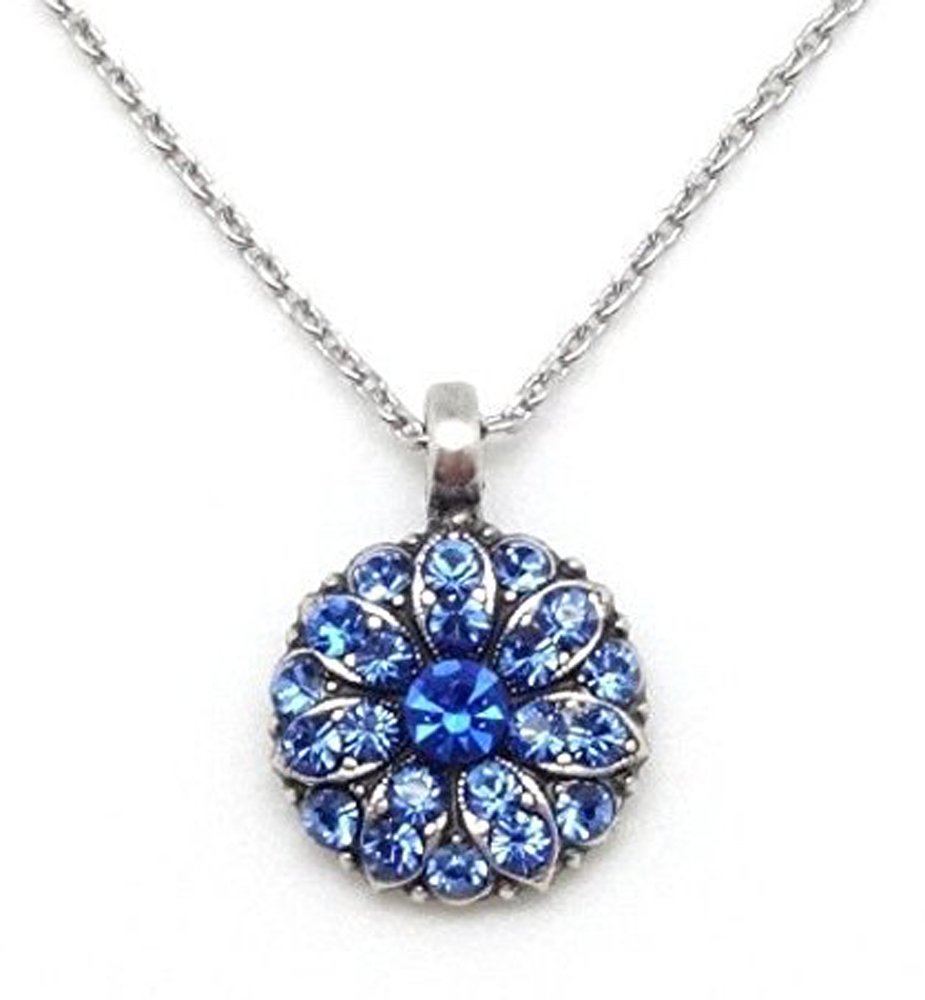 Mariana Silvertone Guardian Angel Pendant Necklace in Blue Crystal 206206