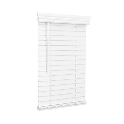 Lotus & Windoware Cordless, 2 Inch Faux Wood Room Darkening Blind, 12" Wide x 72" Long, Embossed, Bright White