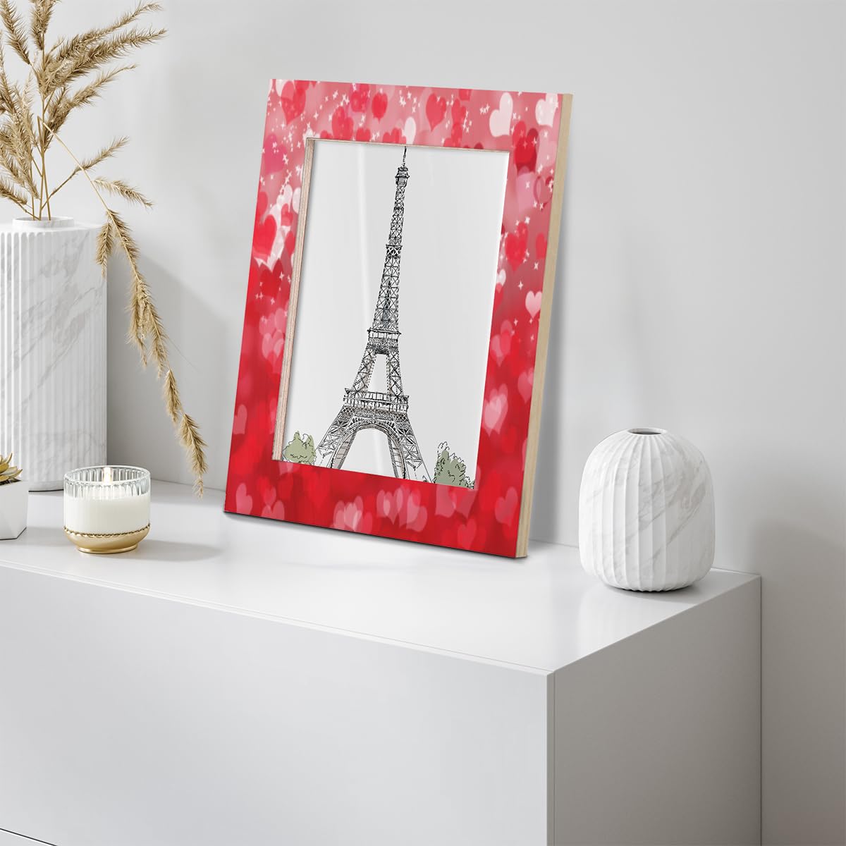POFATO Shiny Red Heart11x14 Picture Frame Wood Photo Frame for Tabletop Display Wall Mount Picture Frame Display 11 x 14 Inch Photo Wall Decor Home Gift Frames