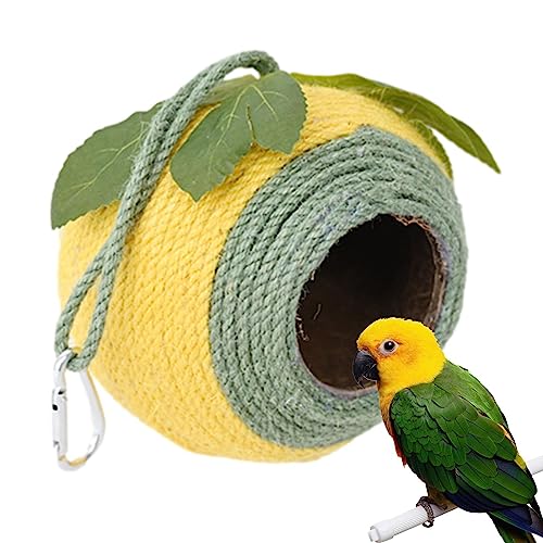 LIETEX Coconut Shell for Parrot | Coconut House for Birds | Portable Hamster Hanging House, Cave Breeding Parakeets Natural Coconut for Parrots, Conures, Sparrows, Cockatiels