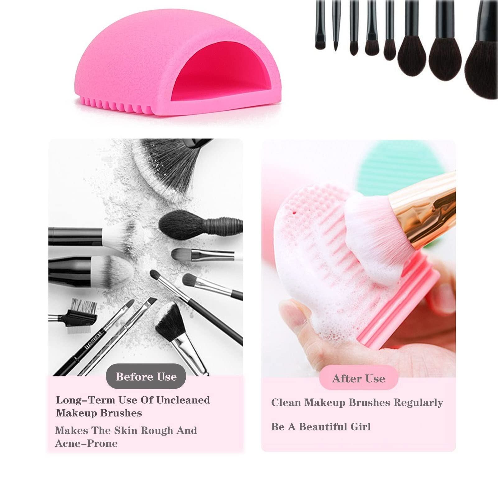 YZRYXHWL 6 Pack Makeup Brush Holder Size 3 Silicone Makeup Brush Travel Makeup Brush Cover Reusable Makeup Brush Protector Protective Brush Makeup Organizer Comes with Makeup Brush Cleaning Pad