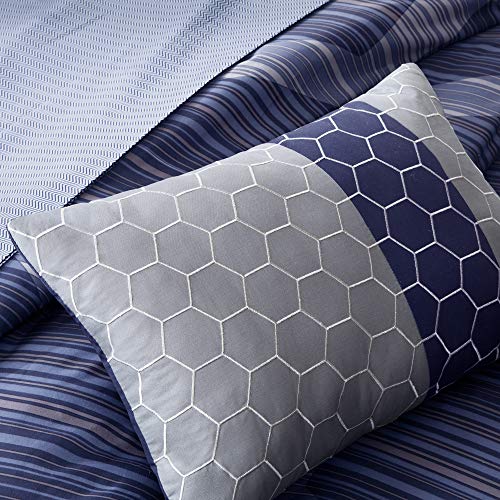 Madison Park Essentials Rincon Comforter (Set), Queen(90"x90"), Geo Dark Blue