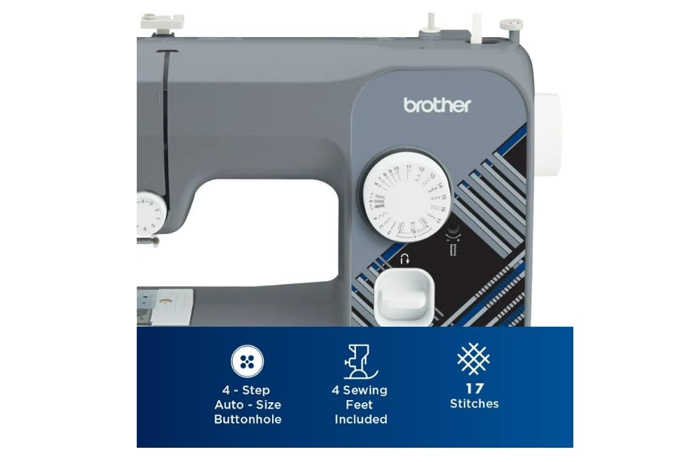 LX3817G 17-Stitch Portable Full-Size Sewing Machine, Grey