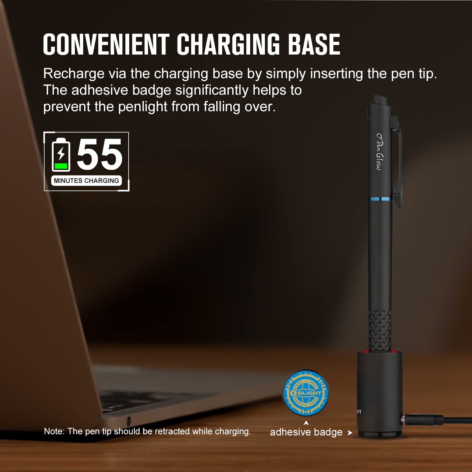OLIGHT O'Pen Glow EDC Pen Light, 120 Lumens with Green Beam, Rechargeable LED Flashlight for Outdoor Uses, Writing, Adventure, Professional Business Gift(Black)