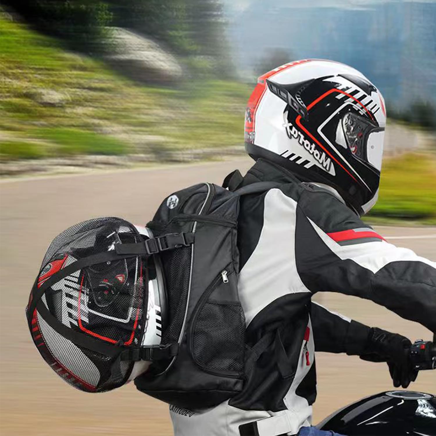 LORICK Motorcycle Helmet Backpack 25L Motorcy Backpack Waterproof Expandable Riding Cycling Backpack for Outdoor