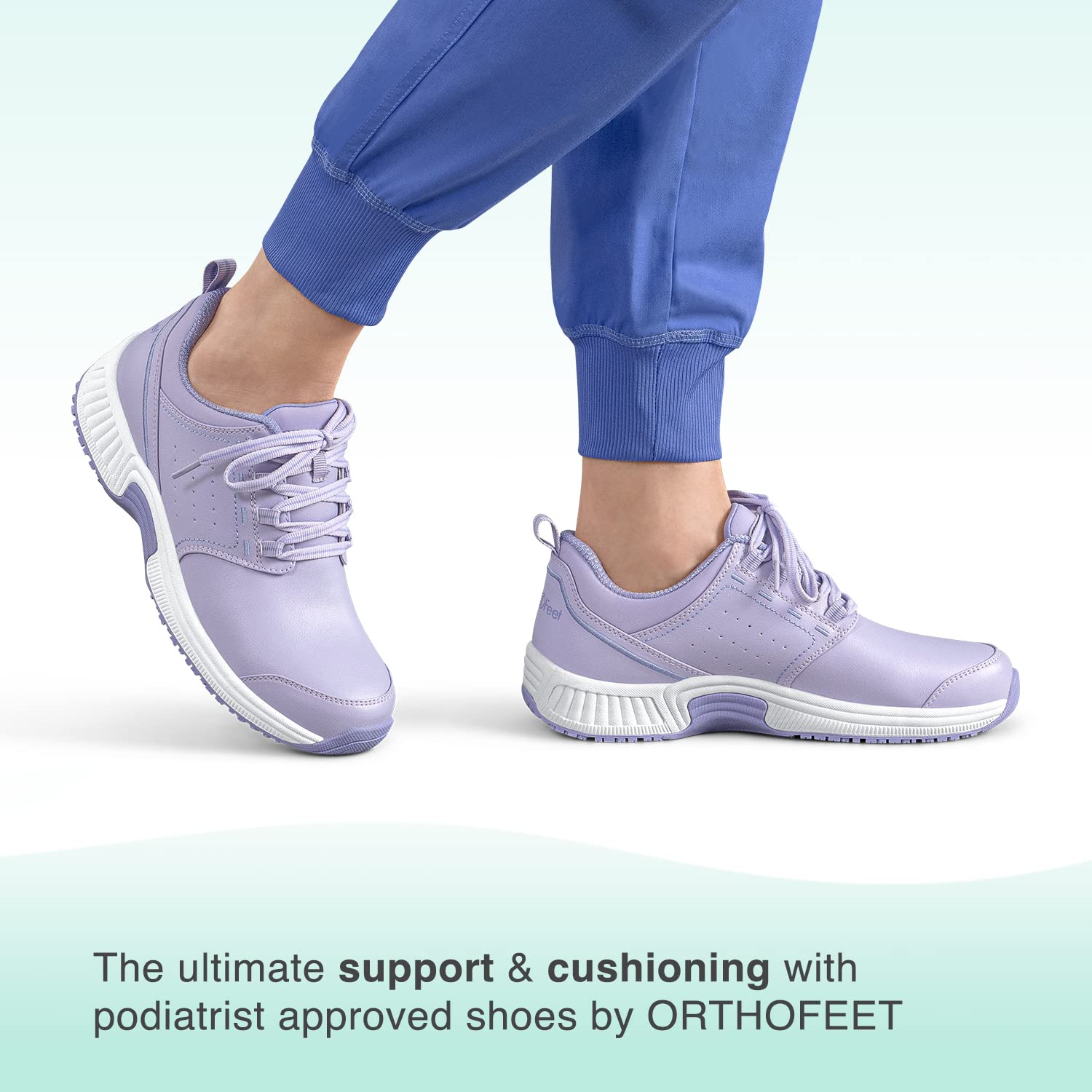 Orthofeet Women's Orthopedic Lavender Leather Talya Nurse Shoes, Size 7 Wide