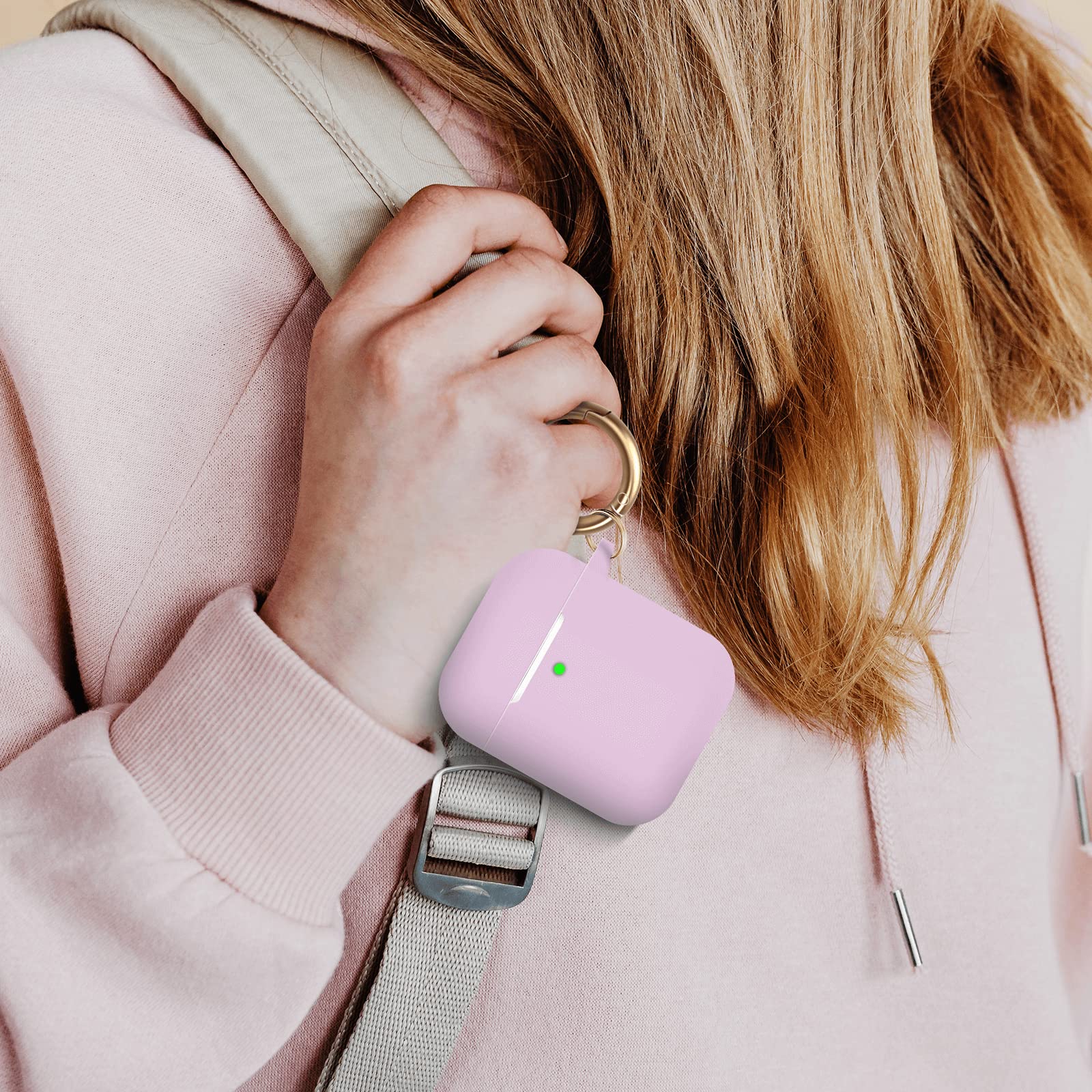 MOLOPPO for AirPods Case Cover with Cleaning Pen,Soft Silicone Protective Cover with Buckle for Women Men Compatible with Apple AirPods 2nd 1st Generation Charging Case, Front LED ,Rose Pink