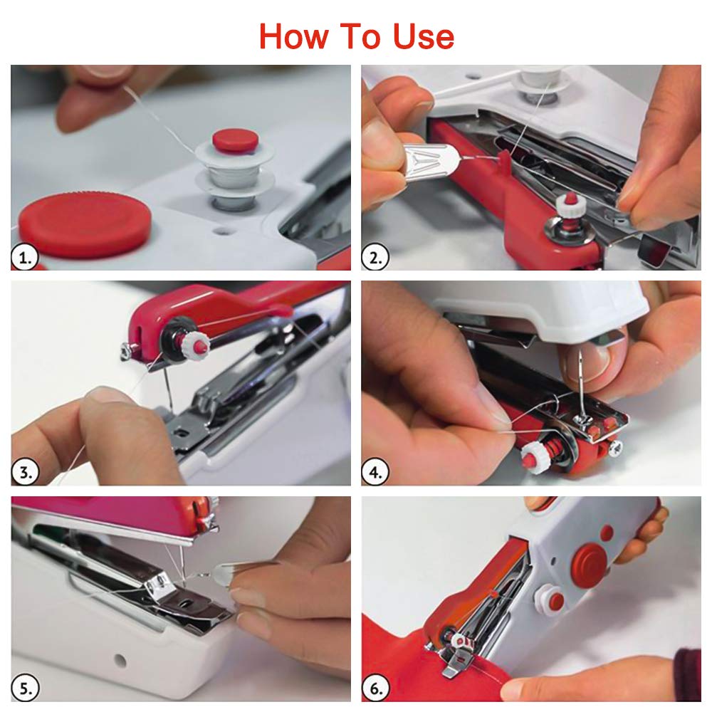 LorSou Handheld Sewing Machine, Mini Portable Electric Sewing Machine for Beginners Adult, Easy to Use and Fast Stitch Suitable for Clothes,Fabrics, Cutains,DIY Home Travel
