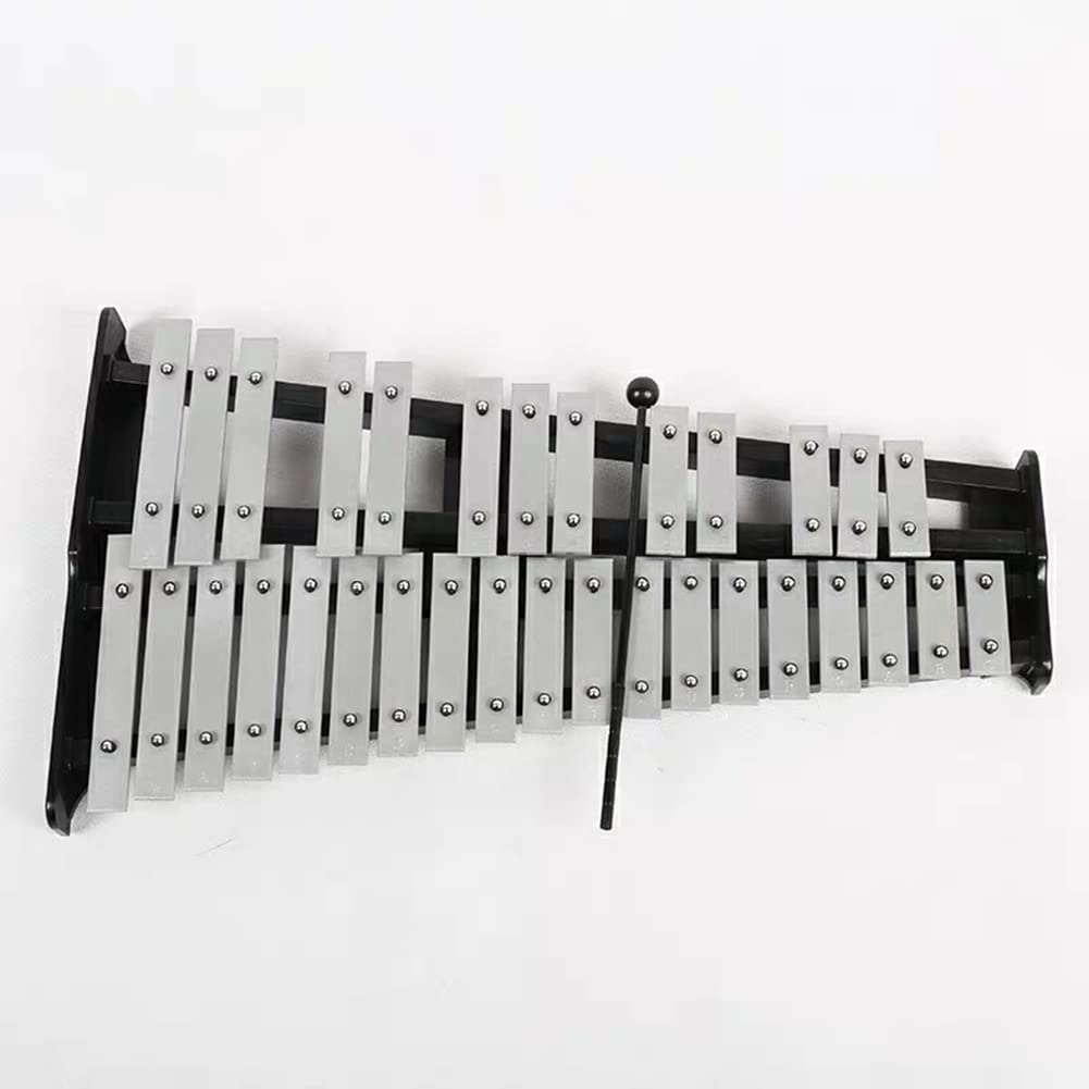 TABASTHER 32 Notes Glockenspiel Boutique Kit Xylophone Bell Percussion Instrument Set with Adjustable Stand Mallets and Carrying Bag