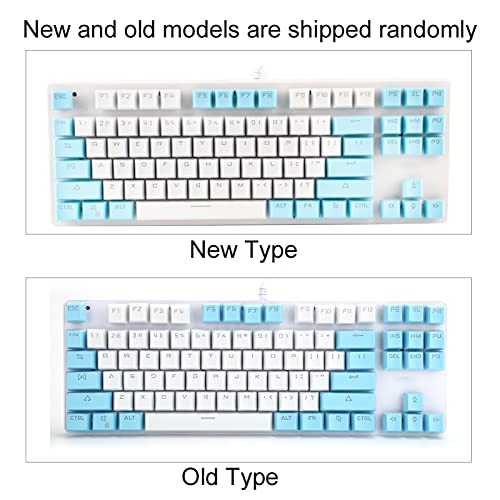 Zyyini Bindpo Mechanical Keyboard, 87-Keys Computer Gaming Keyboard with Color Mixed Backlight, USB Wired Keyboard for Desktop ComputerLaptopOffice, Plug and Play (White Blue)