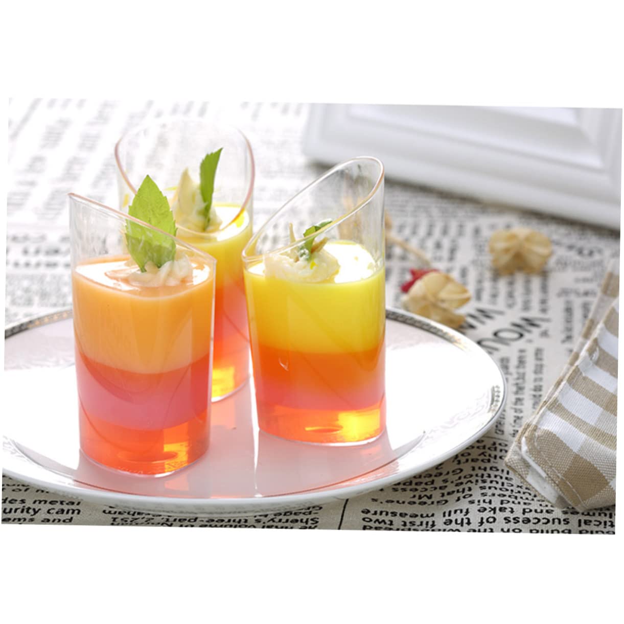 NOLITOY Dessert Cups 10pcs Cheesecake Cups Dessert Cup Plastic Parfait Mousse Cup Wood Bran Mini Mousse Cups Transparent Dessert Cup Bevel Dessert Pots
