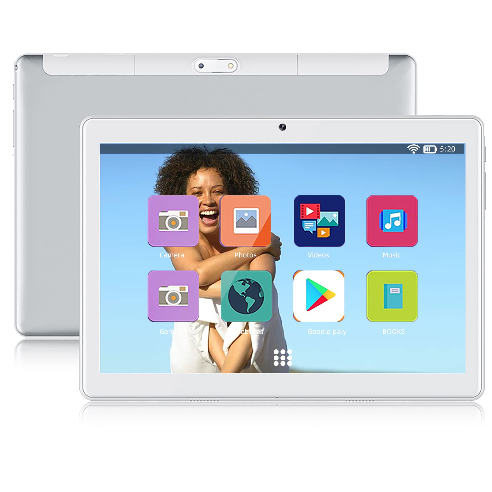 ZaoFePu Android Tablet 10 Inch WiFi HD Display Andorid 10.0GMS Tablets, ROM 800 * 1280, Camera 500w, Type-c Charging Port -RAM 4+32GB,5000 mAh Battery, White, S10