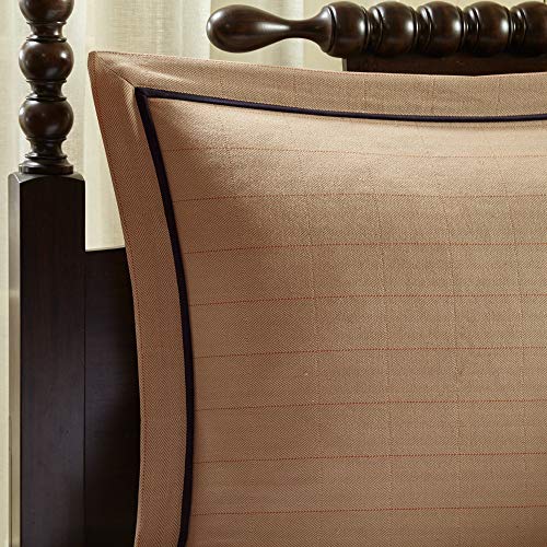 Madison Park Signature Wellington King Size Bed Comforter Set Bed In A Bag - Tan Blue , Jacquard β 9 Pieces Bedding Sets β Ultra Soft Microfiber Bedroom Comforters