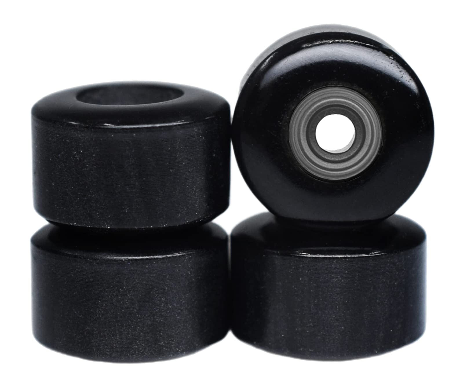 Teak Tuning Apex 77D Urethane Fingerboard Wheels, New Street Shape, 7.7mm Diameter, ABEC-9 Stealth Bearings - Geode Series - Made in the USA - "Obsidian" Colorway