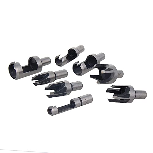 Utoolmart 8pcs Wood Plug Cutter Drills Bit Set 1/4โ 3/8โ 1/2โ 5/8โ Barrel Cork Tenon Hole Saw Cutting Tools for Woodworking, High Carbon Steel