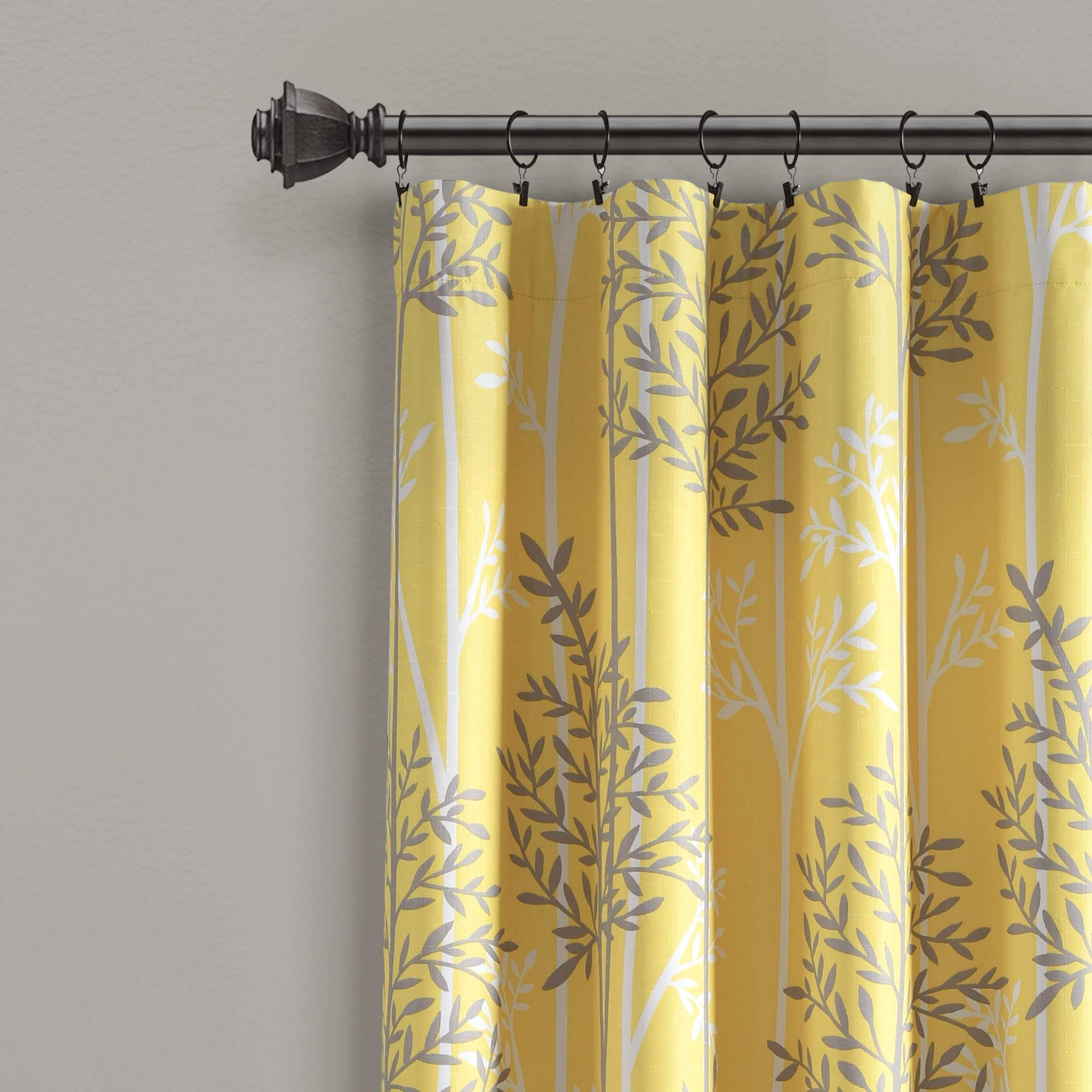 Lush Decor Yellow and Gray Linear Tree Blackout Grommet Window Curtain Panel Pair (84" x 38"), 84 in x 38 in, Yellow & Gray - DISCONTINUED