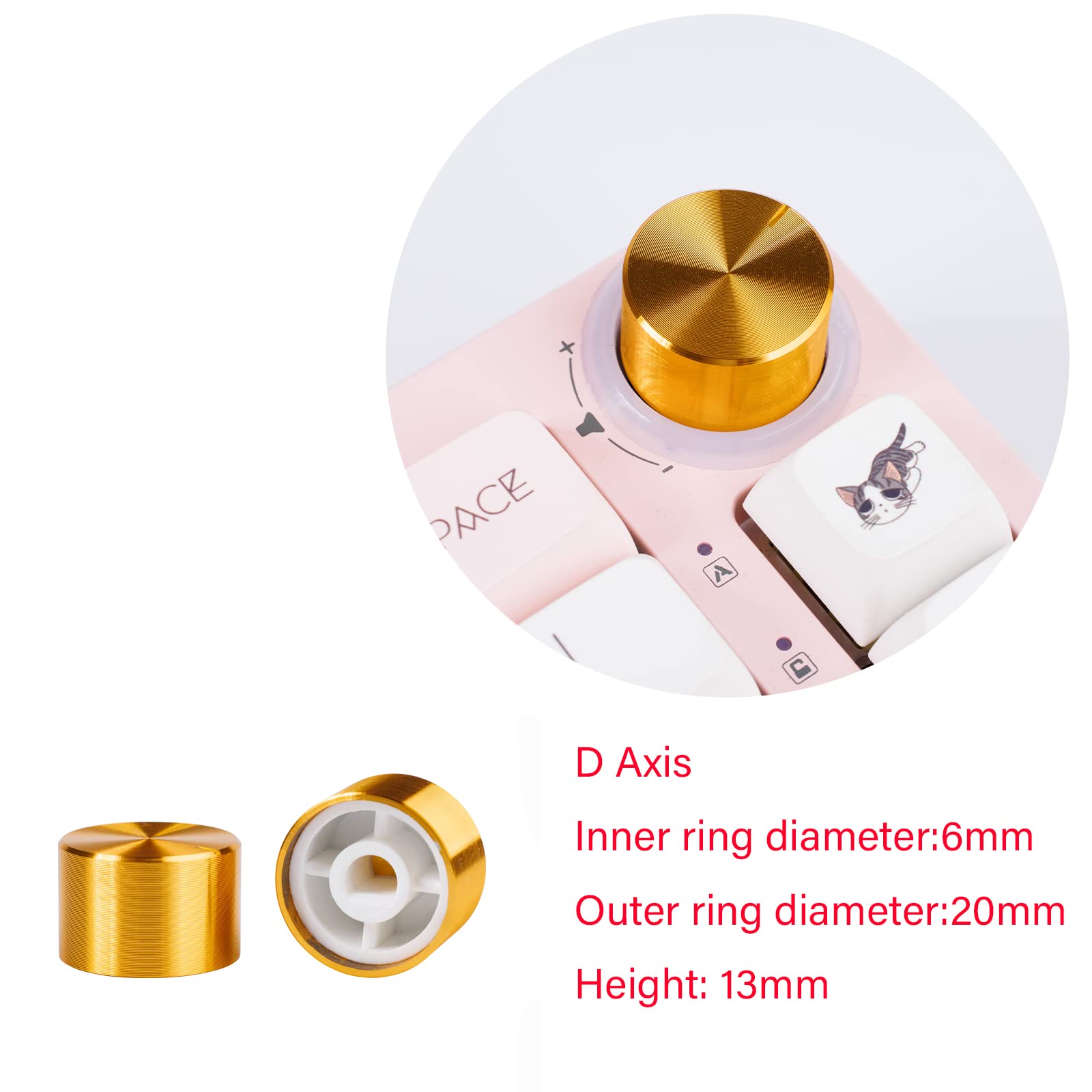 ROZELLA HOME Suitable for TM680/KT68/GK68 Upgrade Knob 2 PCs Pack, Aluminum Alloy, Upscale Electroplating, Mechanical Keyboard Upgrade Accessories(Gold)
