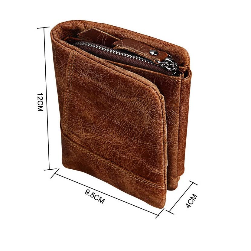 ZCMEB Leather Men's Wallet Trifold Wallet Zipper Coin Purse Wallet Leather Wallet