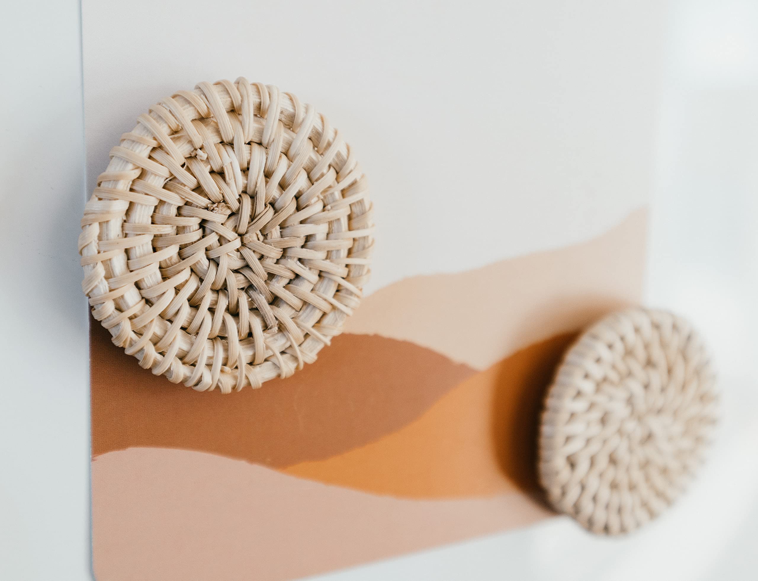 SiennaFox Rattan Fridge Magnet Large Ceramic 1.18in Magnets Boho Home Decor Office Decoration whiteboard Decorative Kitchen Locker Magnetic Aesthetic (Ivory Set of 5)