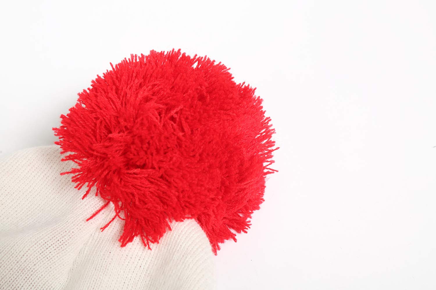 SSLR-Adult-Halloween-Beanie-Hat-Christmas Beanie Hat Red White Knitted Pompom Cuff (One Size, 3PCS-White Red)