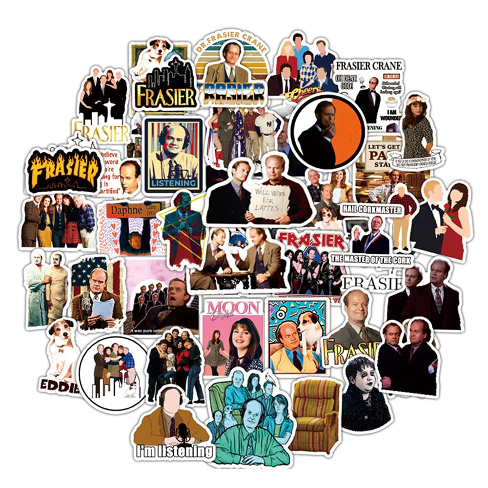 NG2D58 The Frasier Stickers Pack of 50 , TV Show Merchandise for Water Bottle,Laptops, Computers, Flasks, Notebook, Phone Case…, 2-4inch