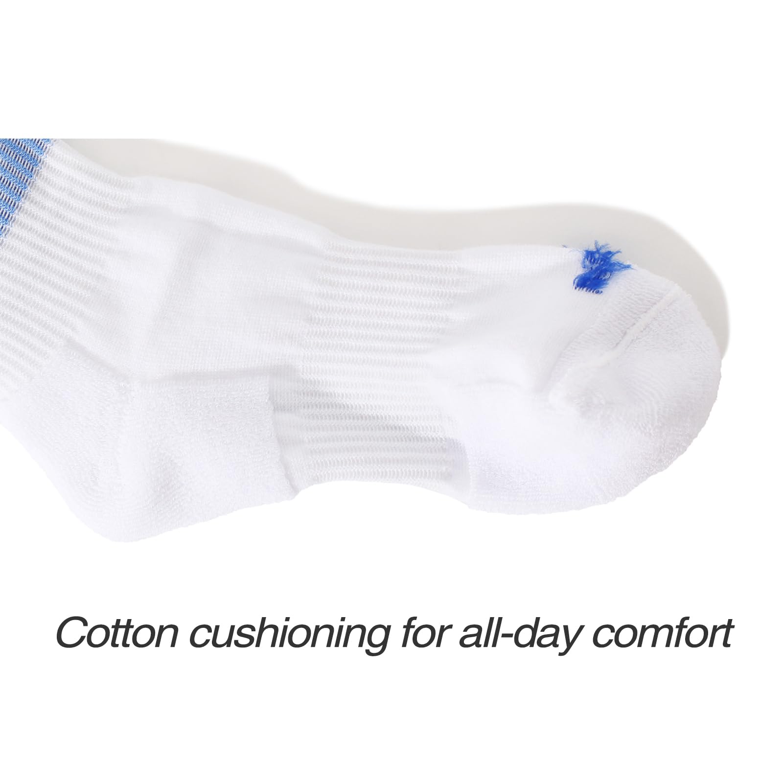 PERFECT CORNER Cotton Cushion Arch Support Training Gym Athletic Quarter Socks for Men and Women 5-Pair (3-Stripe Asst, Large)