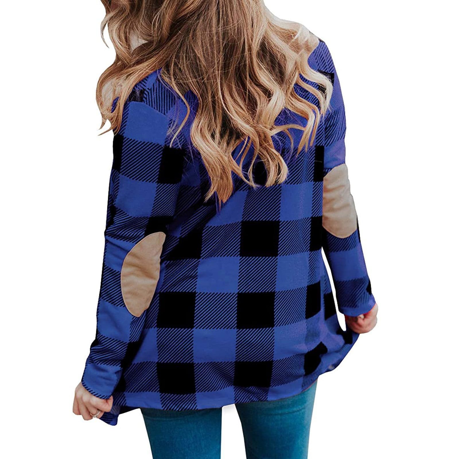 LYTRYCAMEV Womens Fall Fashion 2023 My Orders Placed Recently By Me Cardigan for Women Casual Plaid Long Sleeve Open Front Shirts Printed Plus Size Tops Loose Fit Lightweight Jackets(K-Blue,Large)