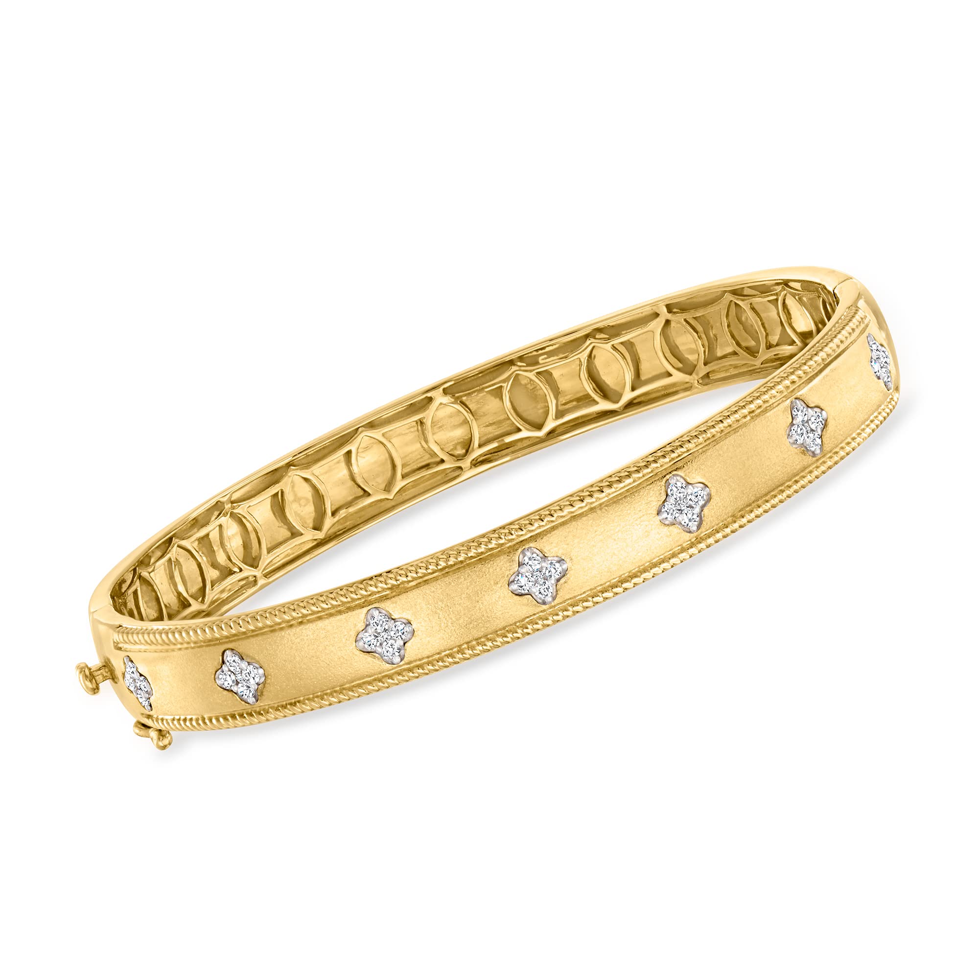 Ross-Simons 0.33 ct. t.w. Diamond Bangle Bracelet in 18kt Gold Over Sterling. 7 inches