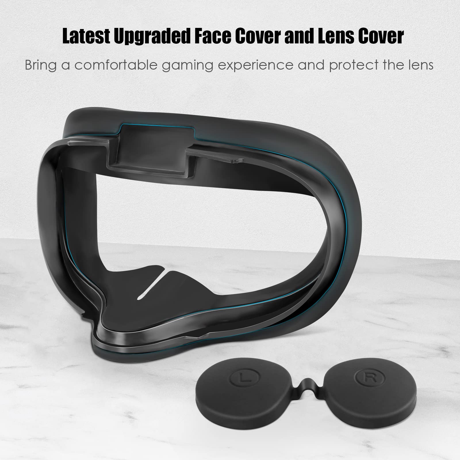 Silicone Protective Cover Set for Oculus Quest 2, VR Face Cover, Controller Grip, Lens Protector, Cleaning Pen, Disposable Eye Mask,Shakes Stick Caps