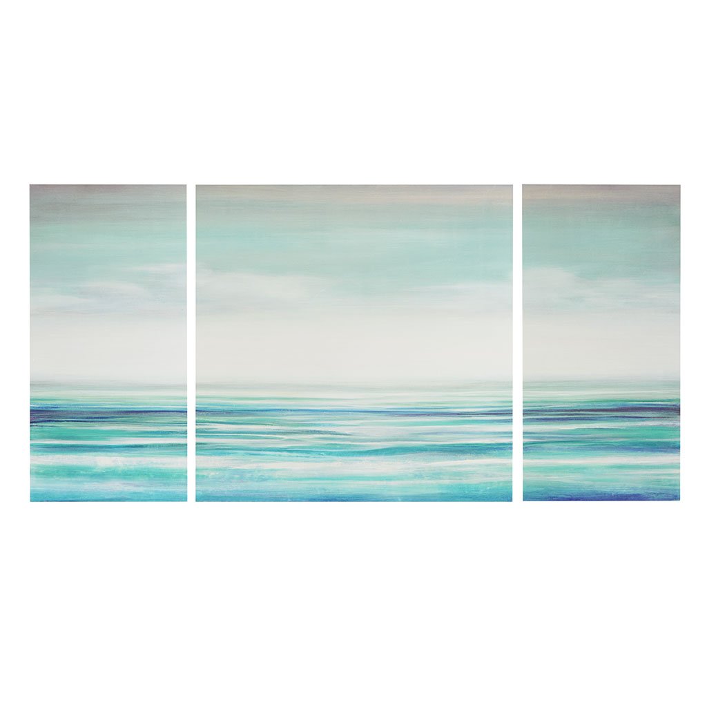 Madison Park Teal Tides Blue Teal Ocean Canvas Wall Art 15" Wx30 H 2 Piece Multi Panel, Coastal Wall Décor