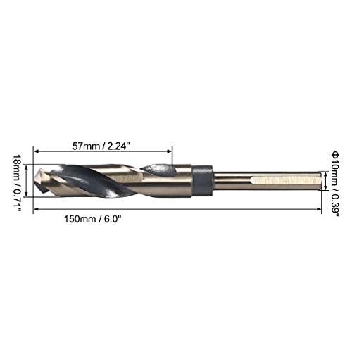uxcell Reduced Shank Twist Drill Bits 18mm High Speed Steel 4341 with 10mm (3/8") Shank for Stainless Steel Alloy Metal Plastic Wood
