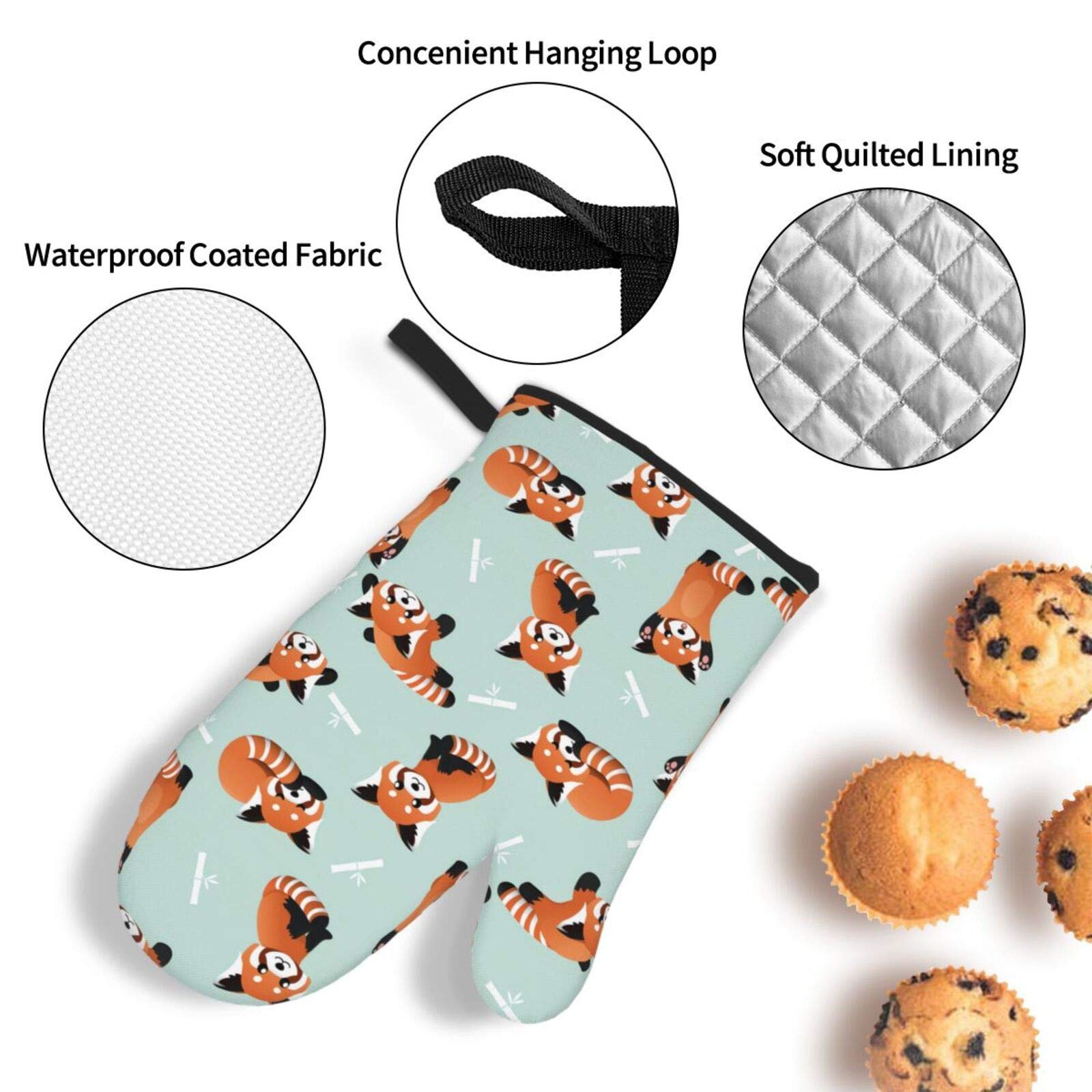 MSGUIDE Bears Oven Mitts and Pot Holders Sets, Heat Resistant 4 Pcs for Safe BBQ Cooking Baking Grilling