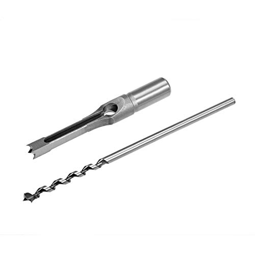 uxcell Square Hole Drill Bit, 3/8" High-Carbon Steel Hollow Chisel Mortise Power Tool for Woodworking