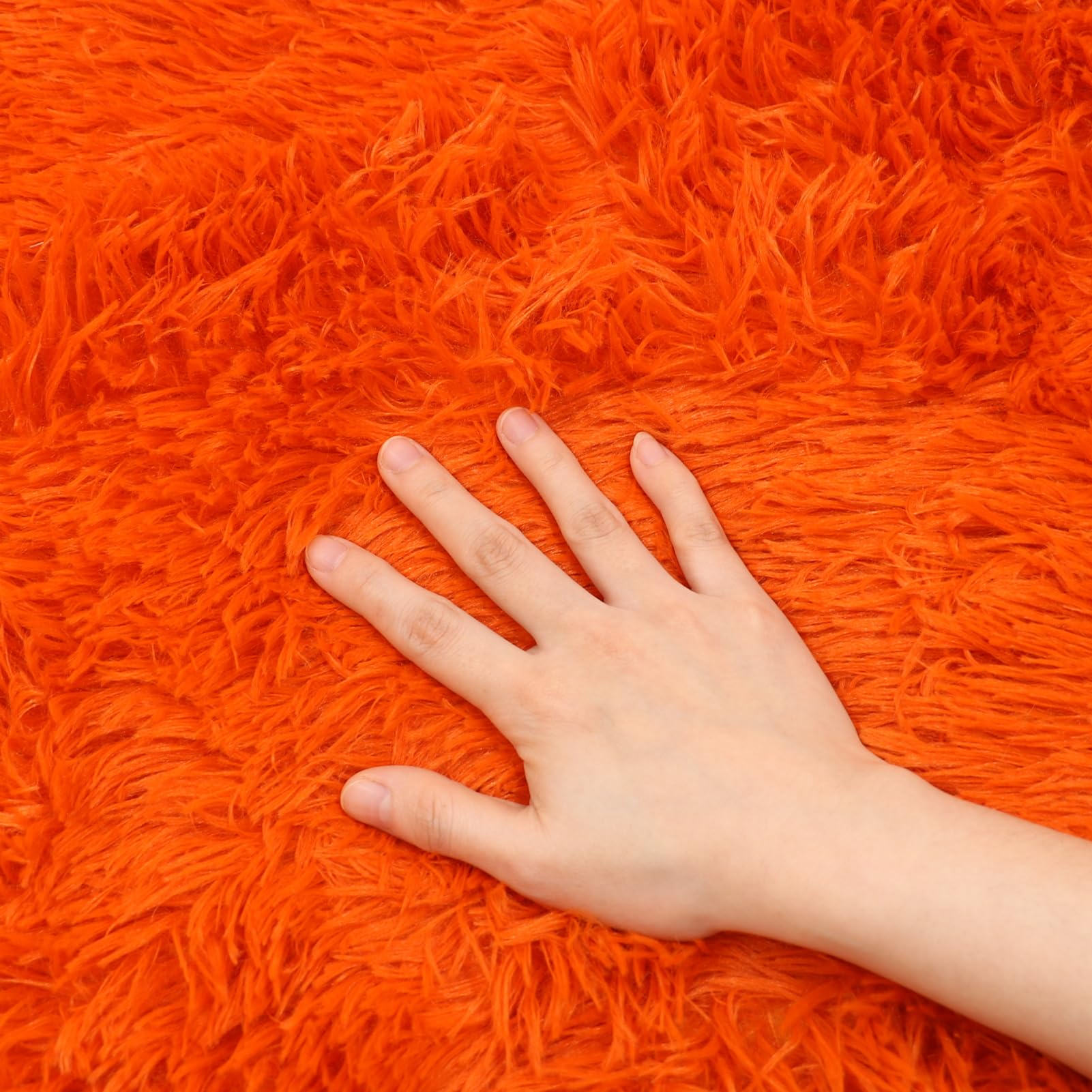 Lifup Soft Fluffy Round Area Rug, Cozy Plush Shaggy Circle Carpet for Living Room Bedroom Home Décor Orange 2.0 Feet